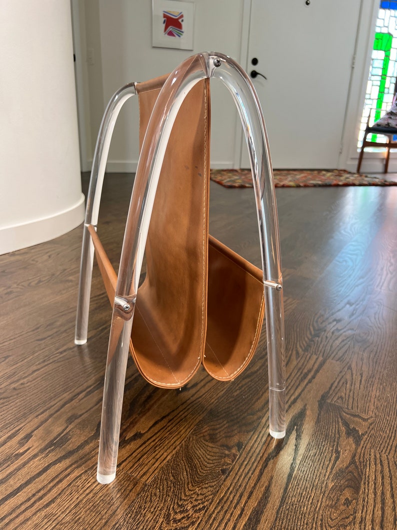 Mid Century Modern Lucite & Vinyl Magazine Rack - Etsy
