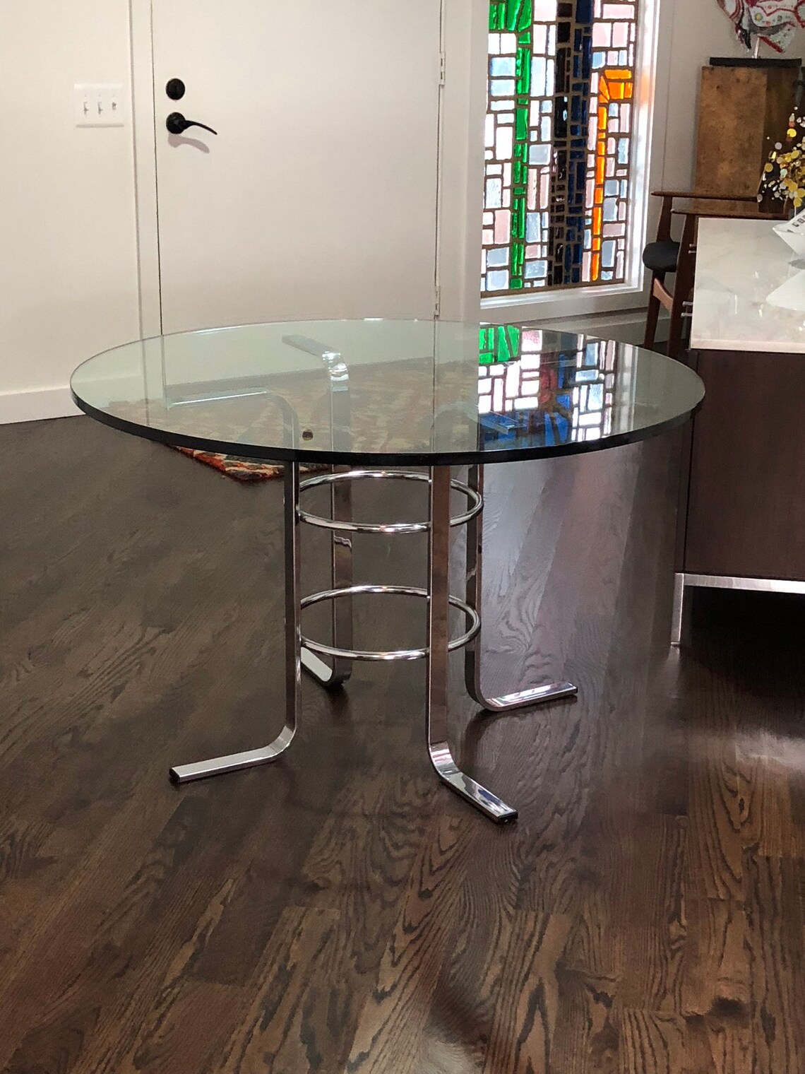 Mid Century Modern Chrome Base Side Table in Style of Milo Baughman - Etsy