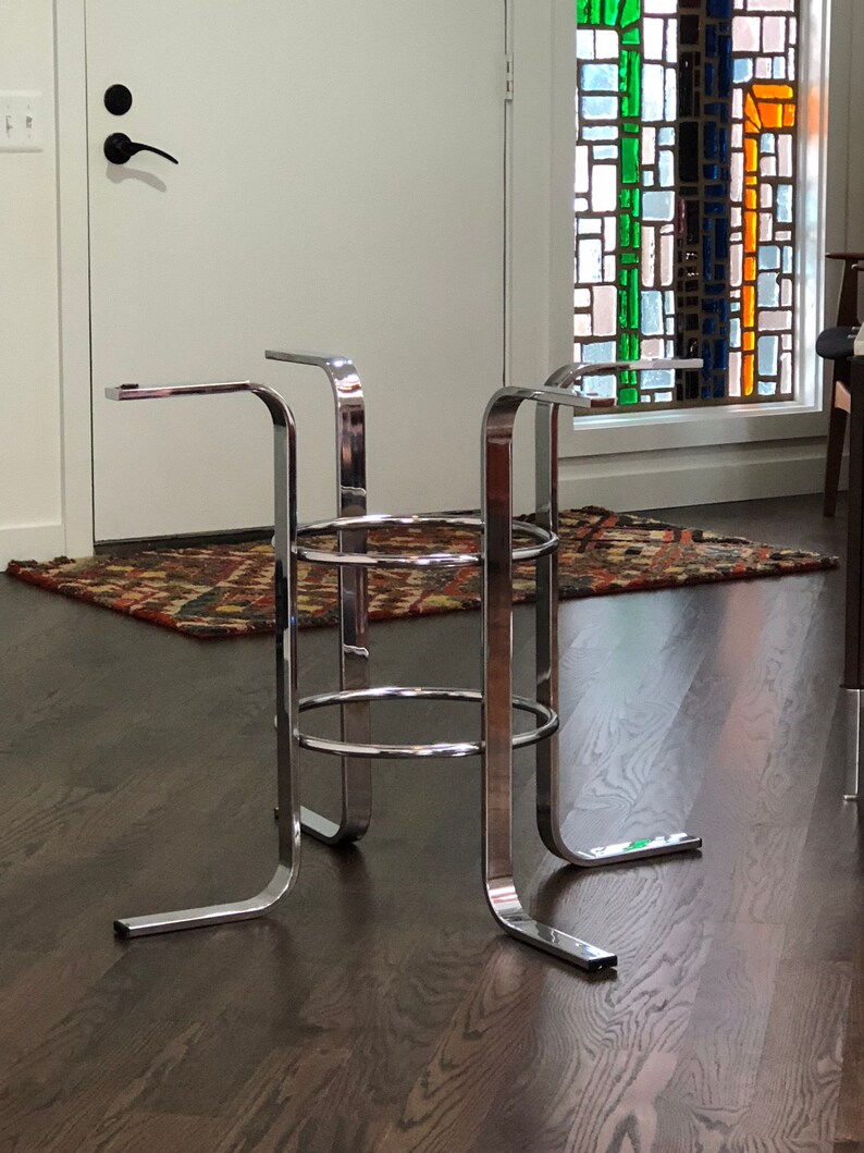 Mid Century Modern Chrome Base Side Table in Style of Milo Baughman - Etsy