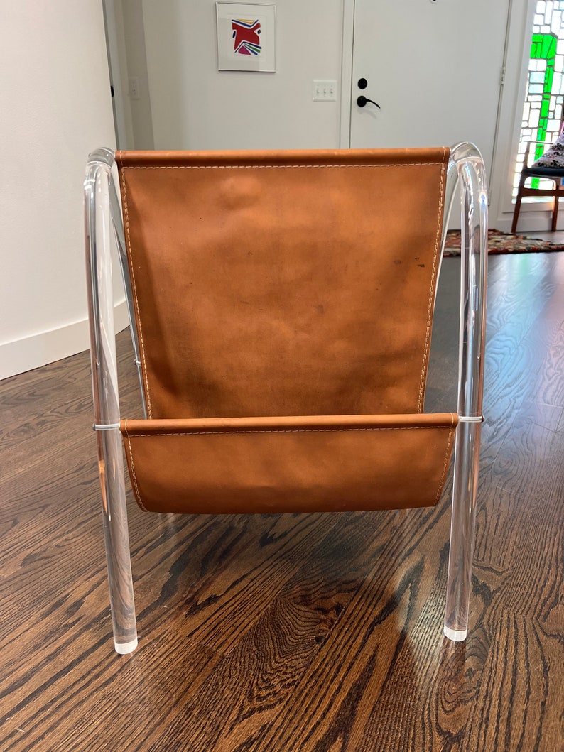 Mid Century Modern Lucite & Vinyl Magazine Rack - Etsy