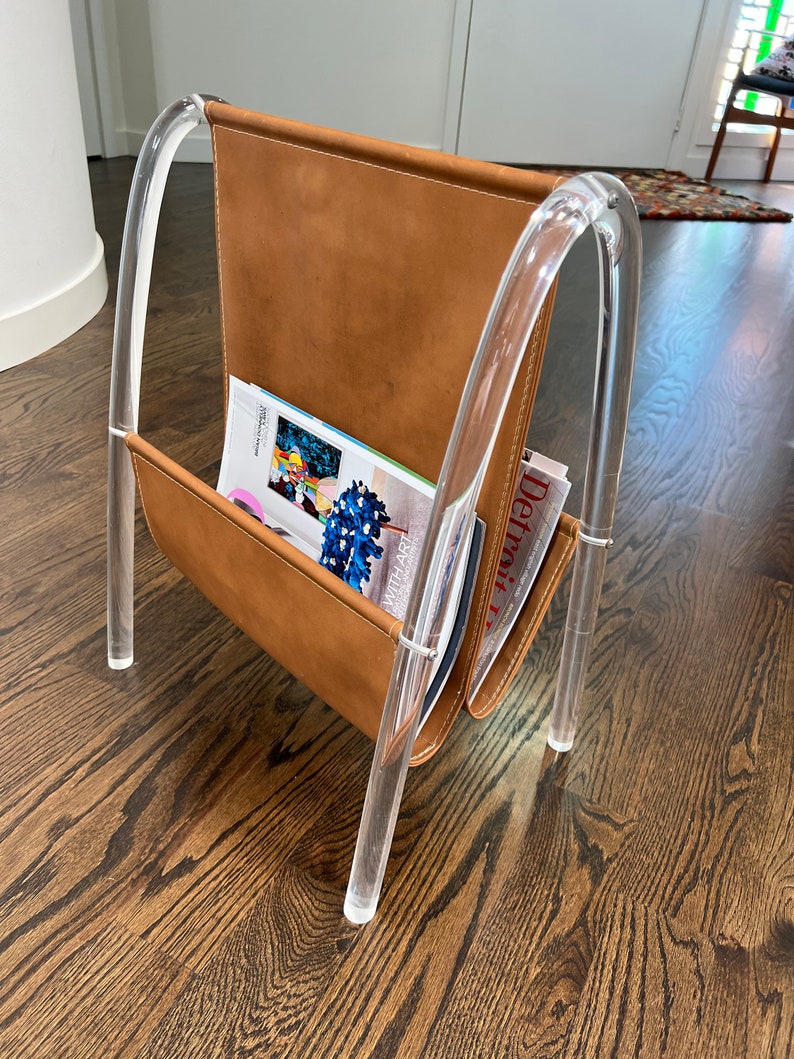 Mid Century Modern Lucite & Vinyl Magazine Rack - Etsy