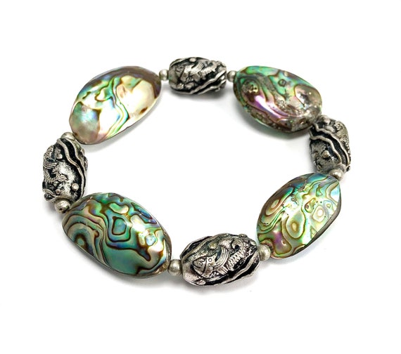 Abalone Shell bracelet vintage shell bracelet rainbow flash | Etsy