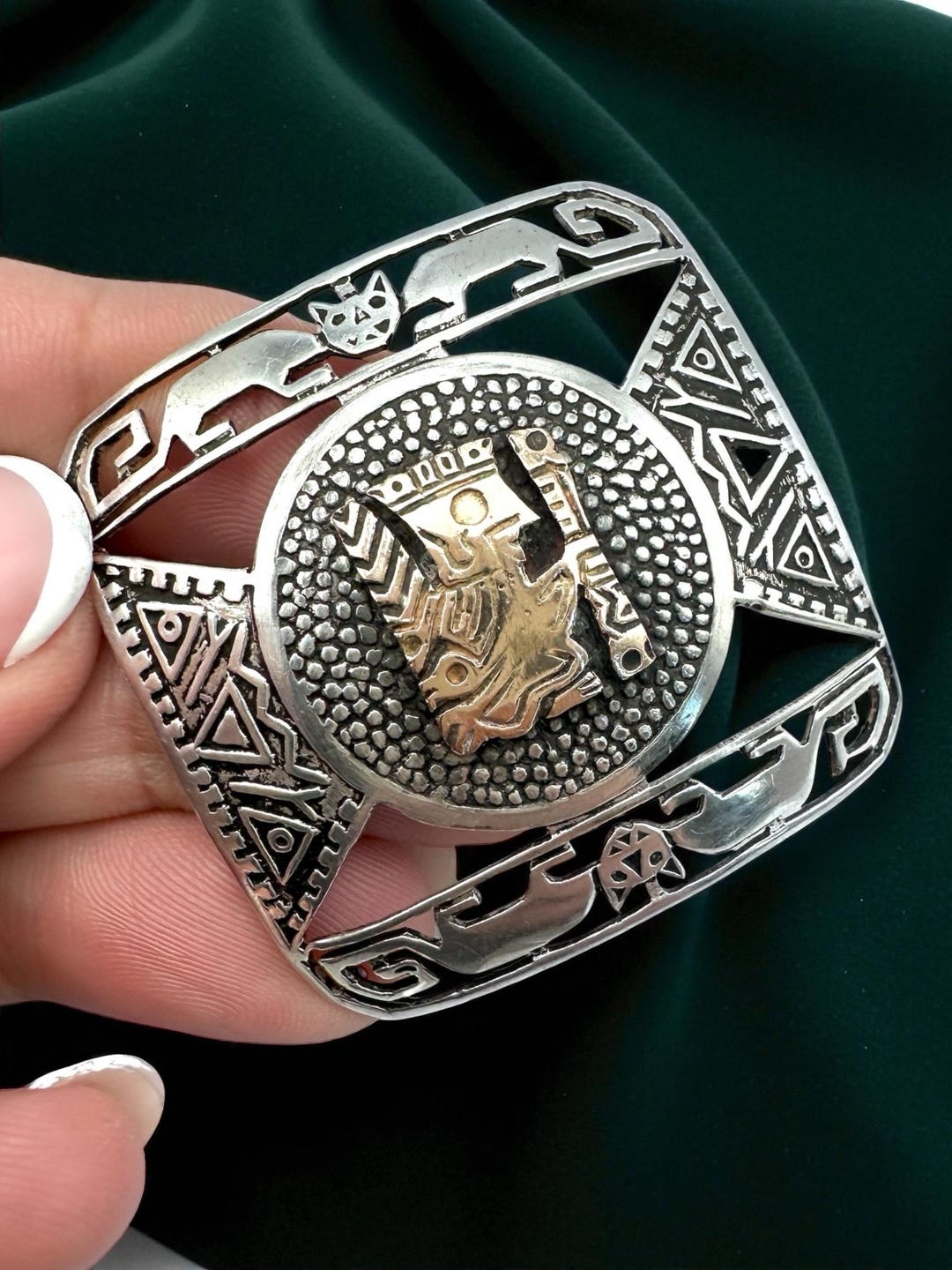 Vintage Peru Sterling Silver 18K Gold Pin/ Brooch, Old Peruvian Jewelry ...