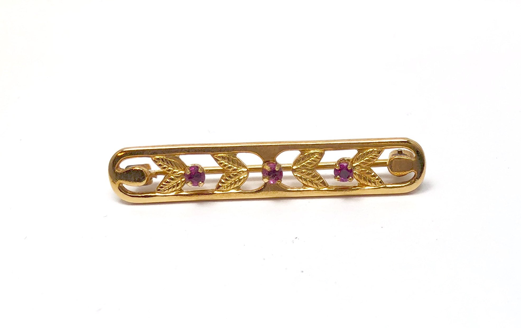 Vintage 14K Gold Pin Vintage Gold Pin Rectangle Leaf Gold - Etsy
