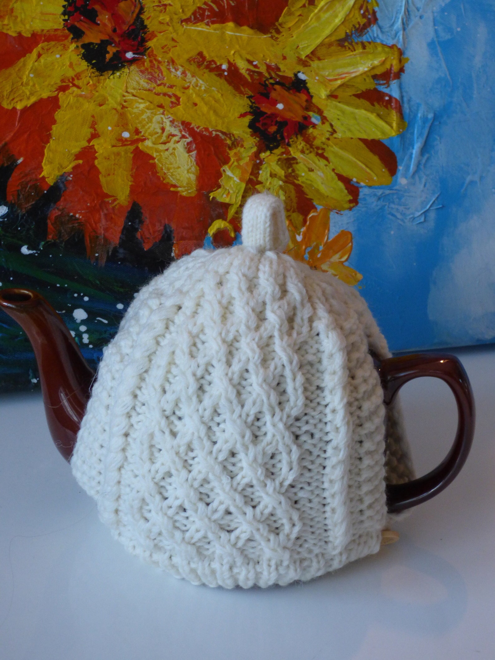 Aran Teapot Cozy / Wool Teapot Cozy / Hand Knitted Tea Cosy | Etsy