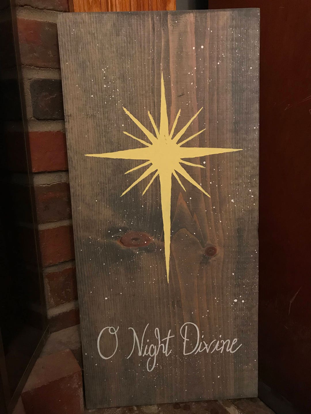 O Night Divine Wooden Sign - O Holy Night Christmas Carol Lyrics - Hand ...