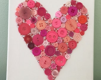 Button Picture, Button Art, Heart Picture, Mothers Day Gift, Birthday ...