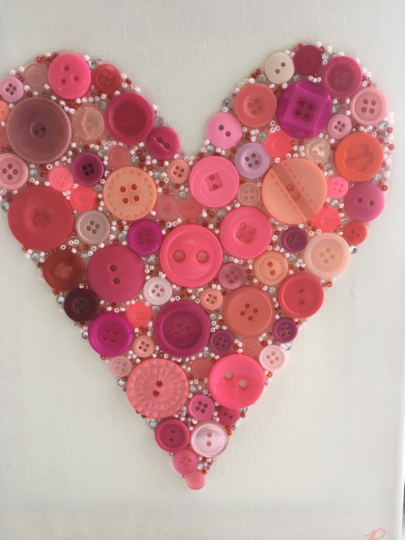 Heart Button Art - Etsy