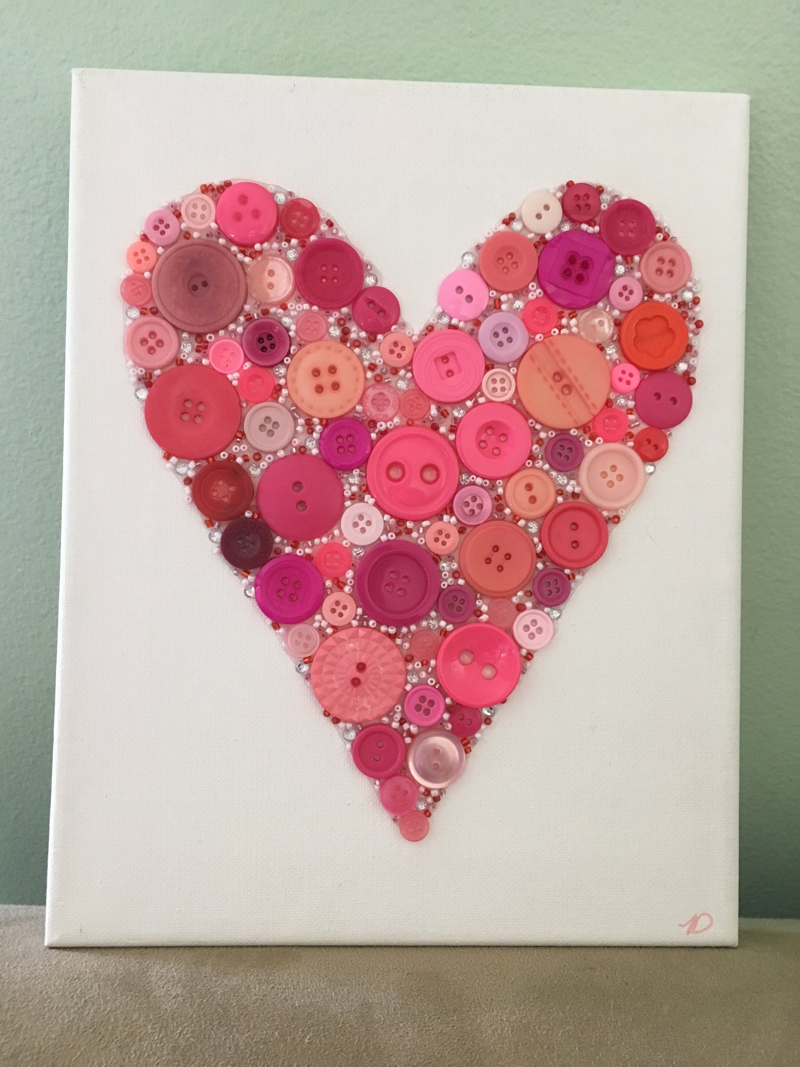 Heart Button Art - Etsy