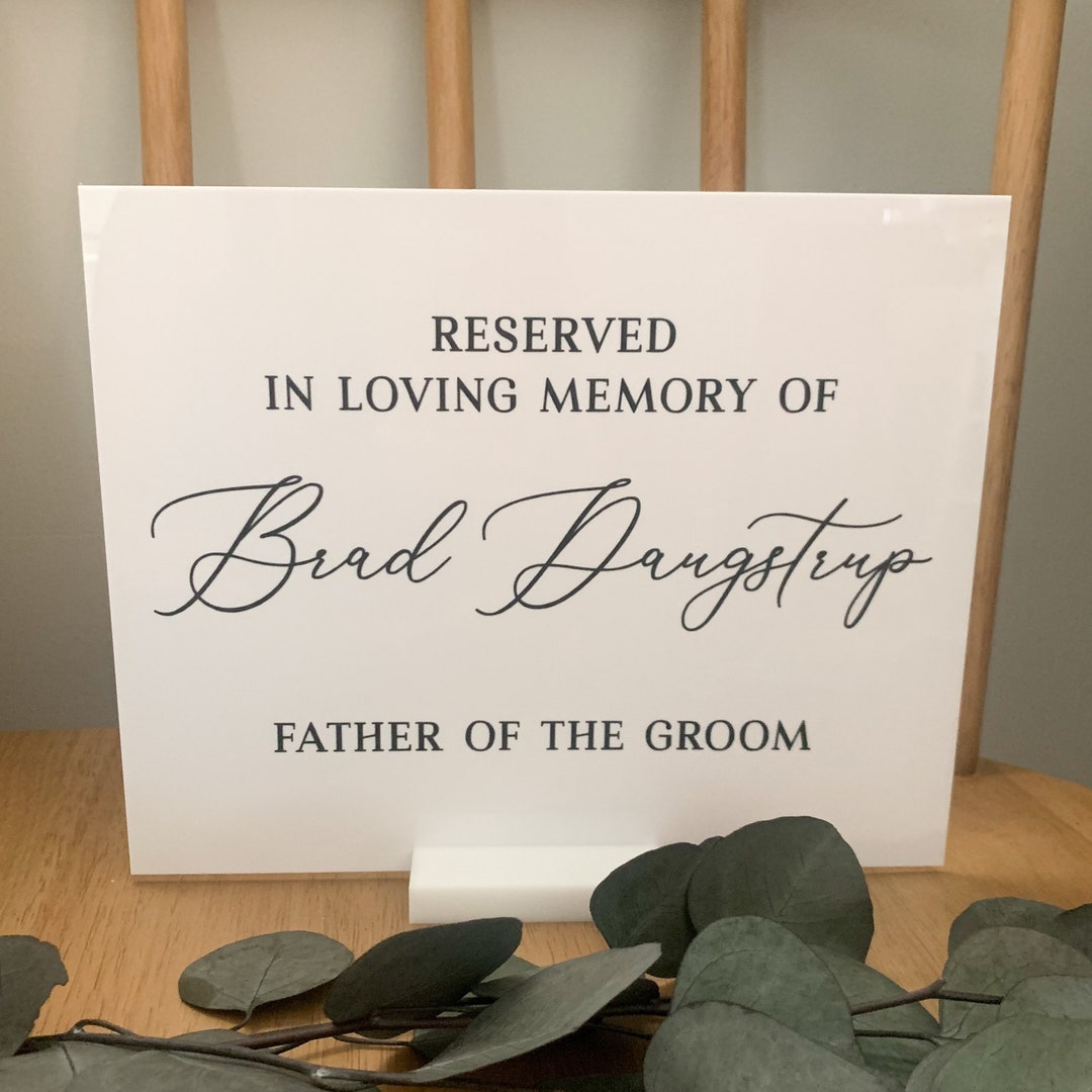 Acrylic Reserved in Loving Memory of Sign | Reserved Seat Sign | in ...