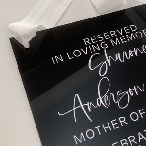 Black Acrylic Reserved in Loving Memory of Sign | Reserved Seat Sign ...