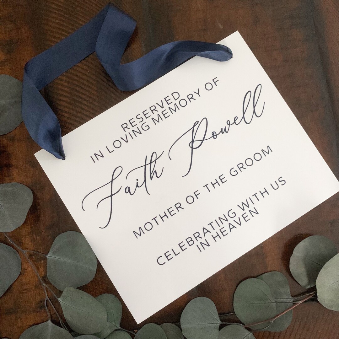 White Acrylic Reserved in Loving Memory of Sign | Reserved Seat Sign ...