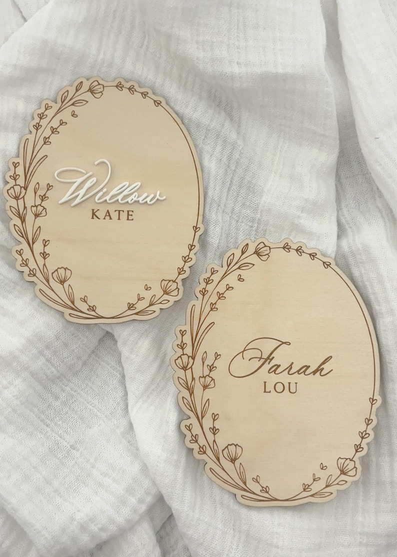 Oval Baby Name Announcement Sign | Wooden Oval Birth Announcement Sign ...