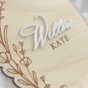 Oval Baby Name Announcement Sign | Wooden Oval Birth Announcement Sign ...