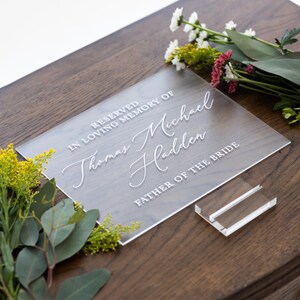Memorial Chair Sign for Wedding | Reserved in Memory of Sign for Chair ...