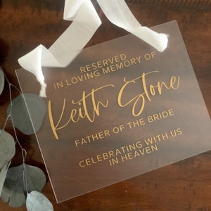 Frosted Acrylic Reserved in Loving Memory of Sign Reserved Seat Sign ...