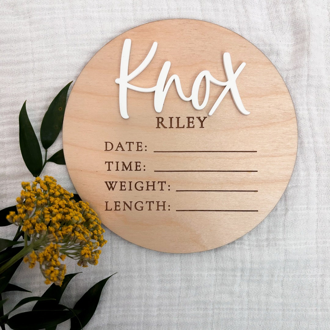 Baby Name Announcement Sign With Birth Stats | Hospital Newborn Sign - Etsy