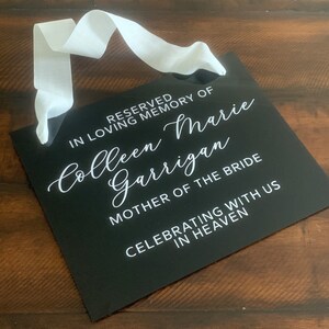 Black Acrylic Reserved in Loving Memory of Sign | Reserved Seat Sign ...