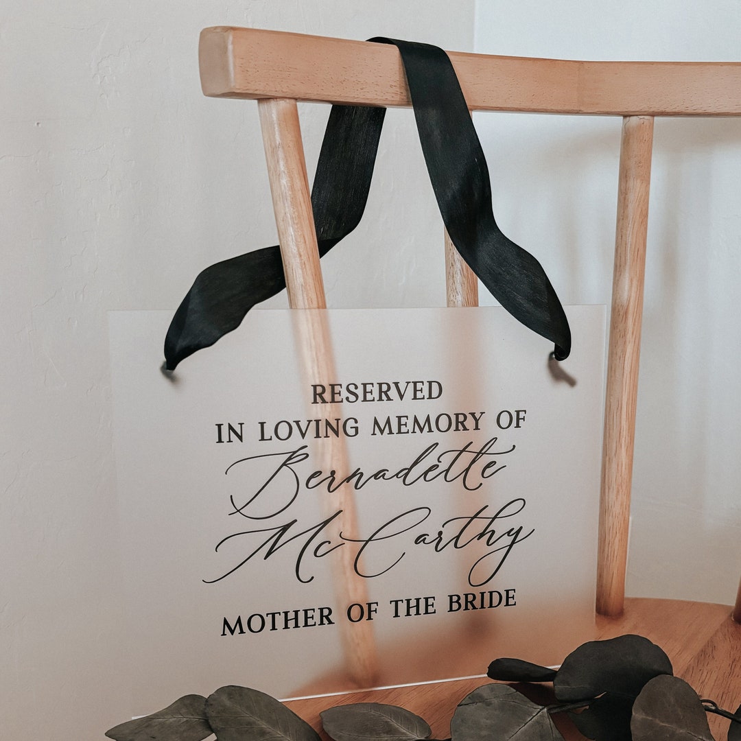 Acrylic Reserved in Loving Memory of Sign | Reserved Seat Sign | in ...