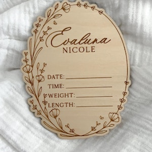 Oval Baby Name Announcement Sign | Wooden Oval Birth Announcement Sign ...
