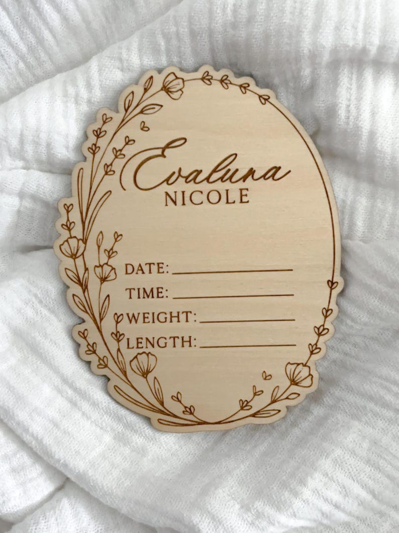 Oval Baby Name Announcement Sign | Wooden Oval Birth Announcement Sign ...