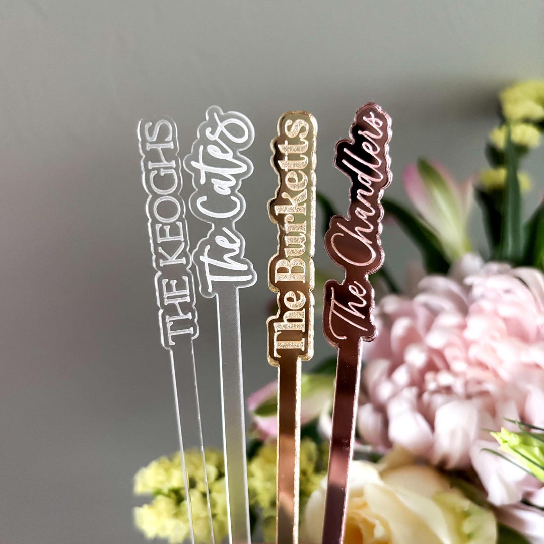 Personalized Acrylic Drink Stirrers | Custom Wedding Cocktail Swizzle ...
