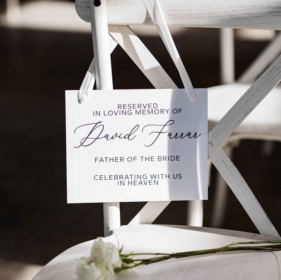 White Acrylic Reserved in Loving Memory of Sign | Reserved Seat Sign ...