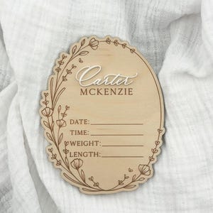 Oval Baby Name Announcement Sign | Wooden Oval Birth Announcement Sign ...