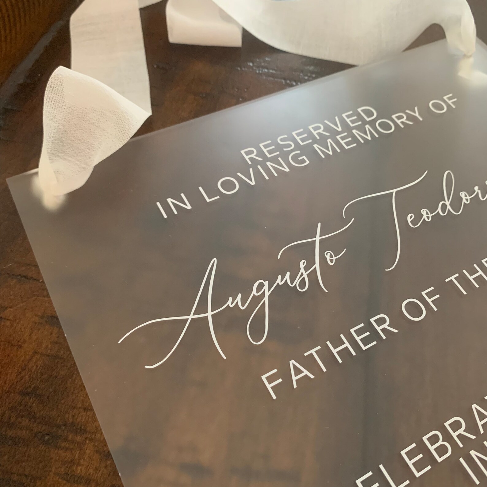 Frosted Acrylic Reserved in Loving Memory of Sign Reserved - Etsy