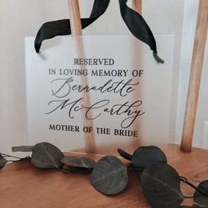 Acrylic Reserved in Loving Memory of Sign | Reserved Seat Sign | in ...