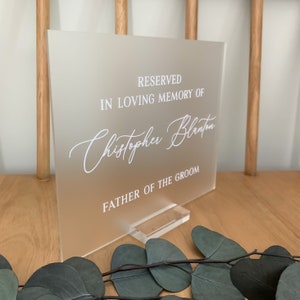 Acrylic Reserved in Loving Memory of Sign | Reserved Seat Sign | in ...