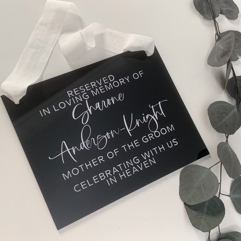 Black Acrylic Reserved in Loving Memory of Sign Reserved - Etsy