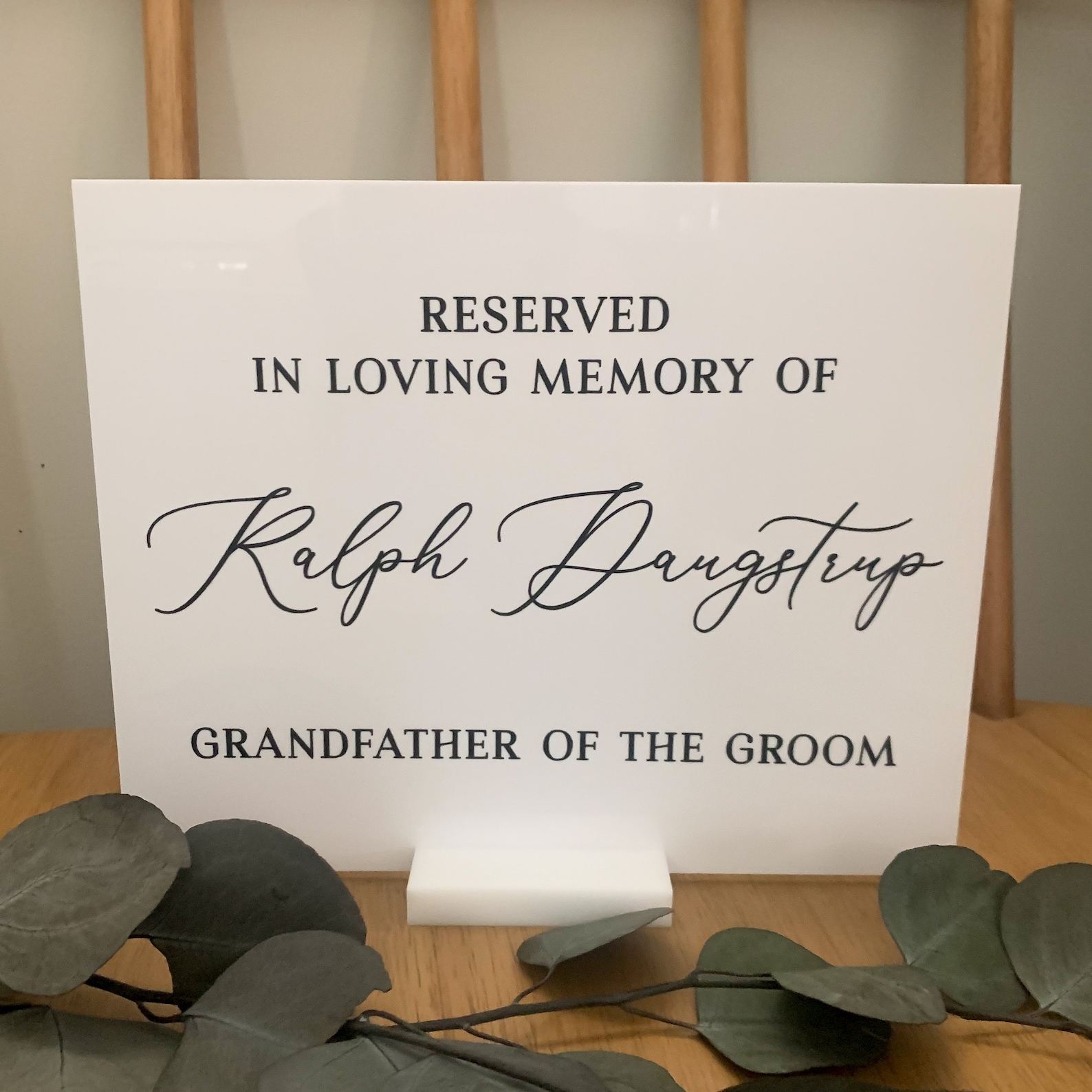 Acrylic Reserved in Loving Memory of Sign | Reserved Seat Sign | in Memory Sign | White Acrylic ...