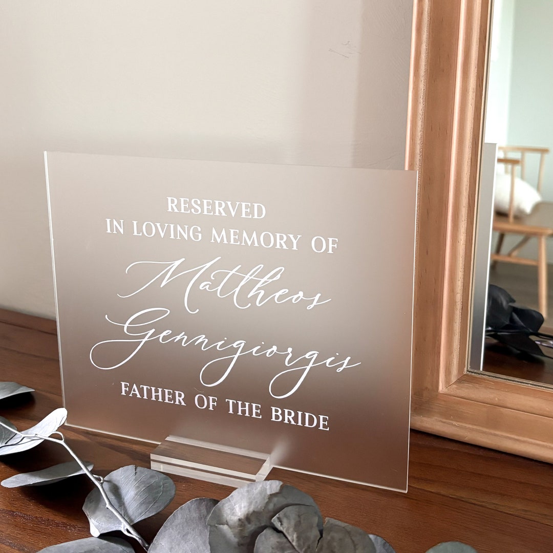 Acrylic Reserved in Loving Memory of Sign Reserved Seat Sign in Memory ...