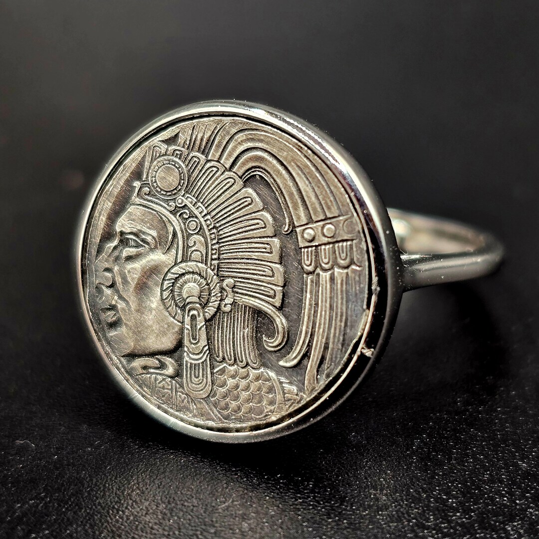 Handmade Aztec Inspired 16mm Signet Ring Size Adjustable - Etsy