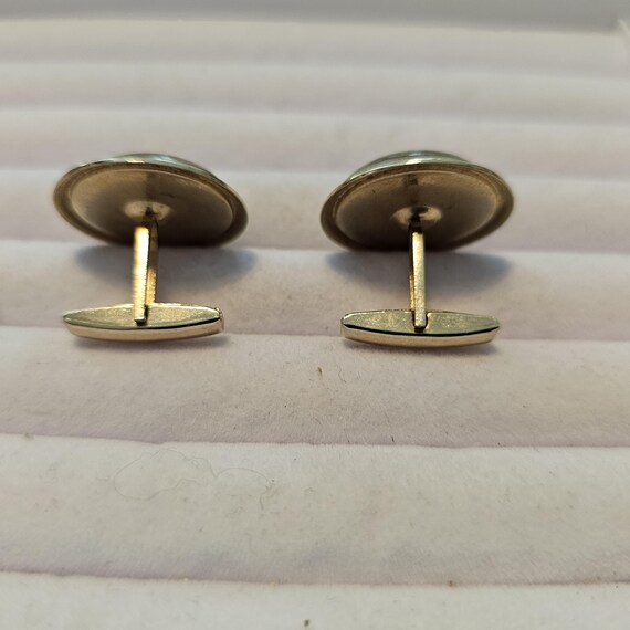 Vintage Reverse Glass Japanese Rickshaw Cufflinks - Gem