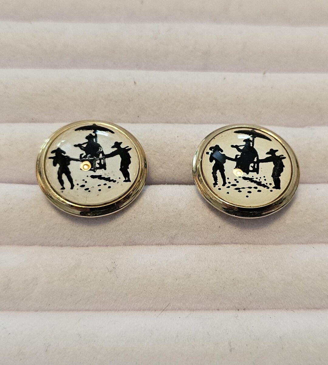Vintage Reverse Glass Japanese Rickshaw Cufflinks - Etsy