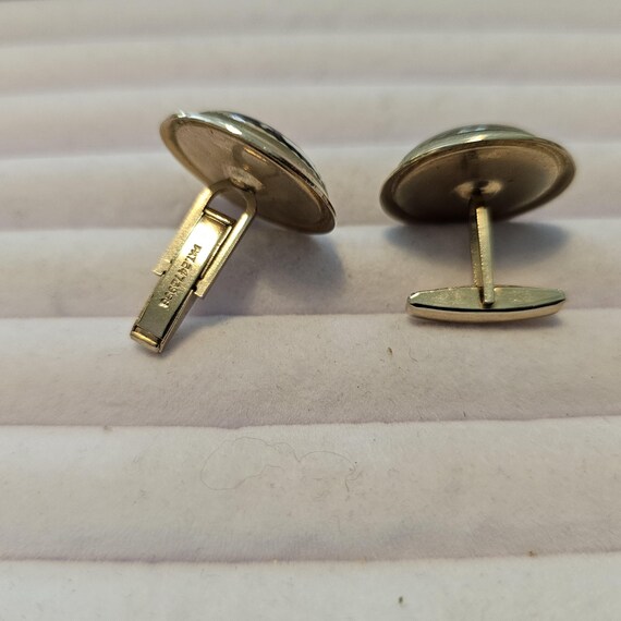 Vintage Reverse Glass Japanese Rickshaw Cufflinks - Gem