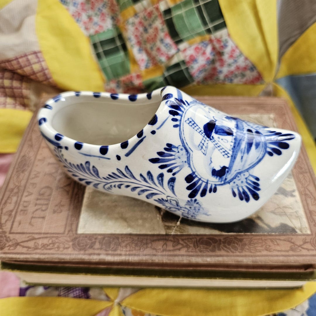 Delft Holland Clog Shoe Hand Painted Blue and White Windmill Logo - Etsy