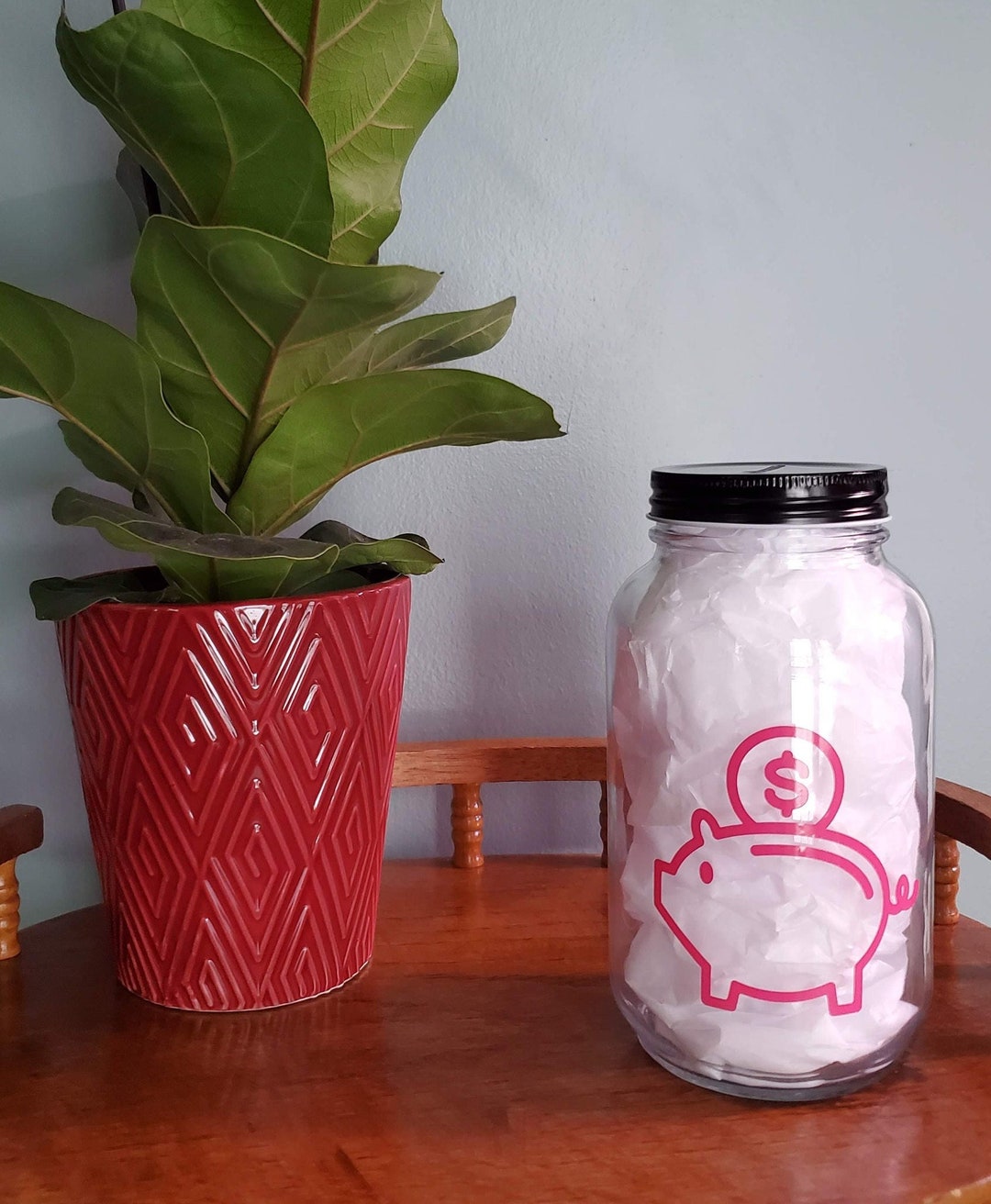Assorted Coin/money Bank Jars W/ Coin Slot Lid-vinyl or Etched Glass ...