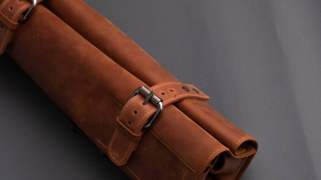 Knife Roll Bag Brown Leather - Etsy