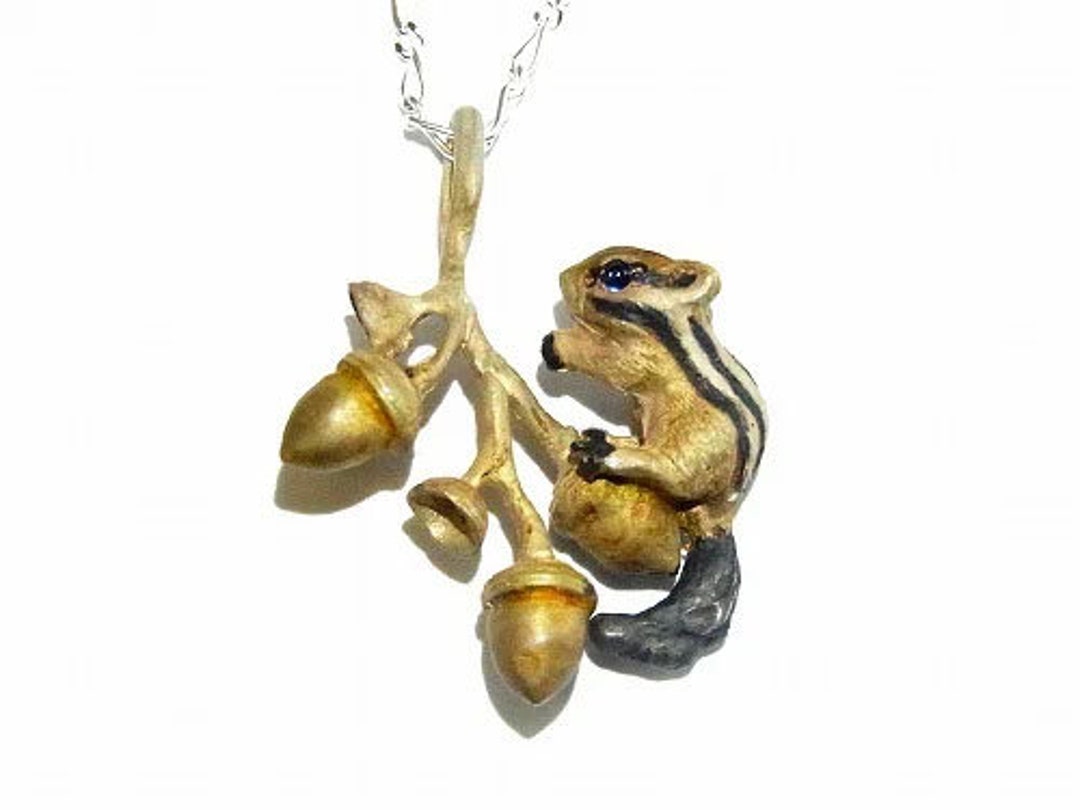 Chipmunk and Acorns Necklace Hand Made in Japan - Etsy