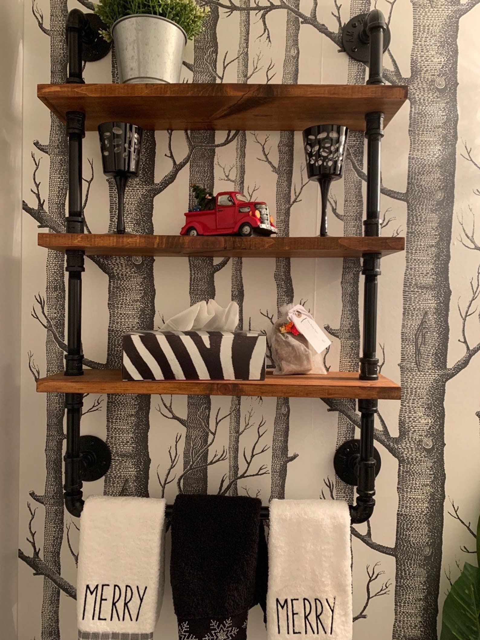 3 Tier Industrial Style Bathroom Towel Rack Towel Rack - Etsy