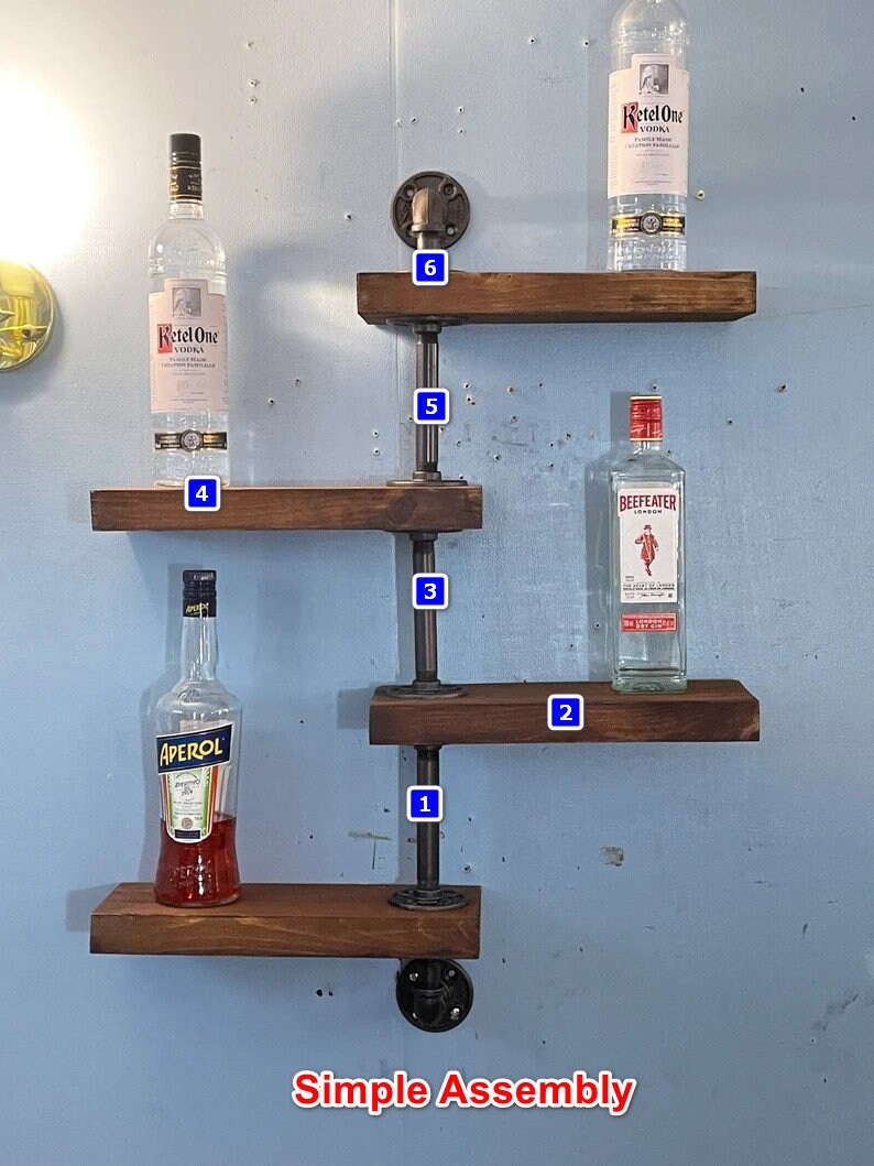 4 Tier Industrial Style Bar Shelf Pipe Bar Shelf Retro Bar | Etsy