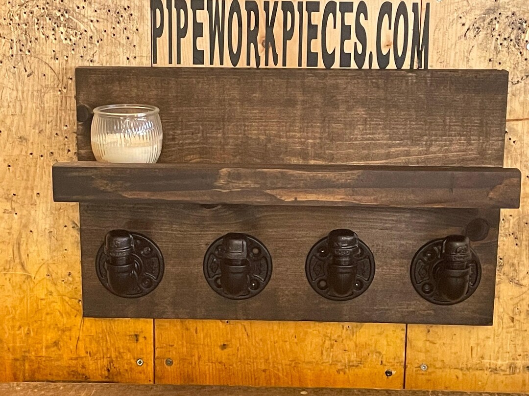 Industrial Coat Rack With Shelf: Knotty Pine Wall Mount - Etsy
