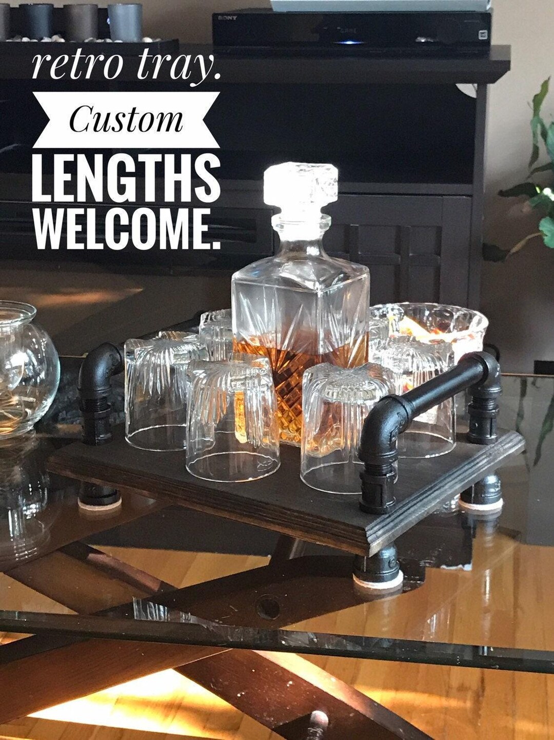 Industrial Style Scotch Serving Tray With Handles - Etsy