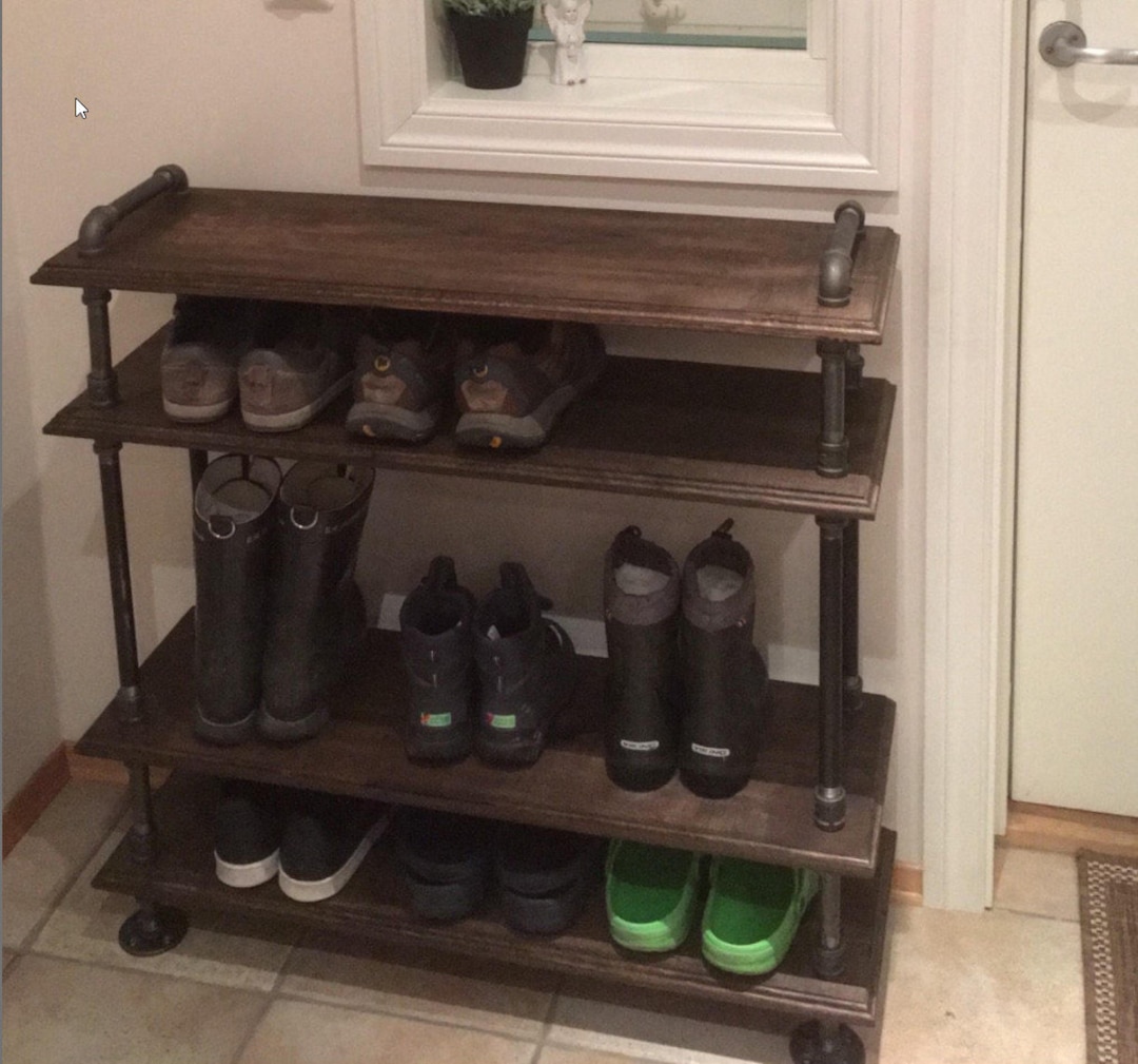 4 Shelf Industrial Style Boot Rack Display Rack Shoe Rack - Etsy
