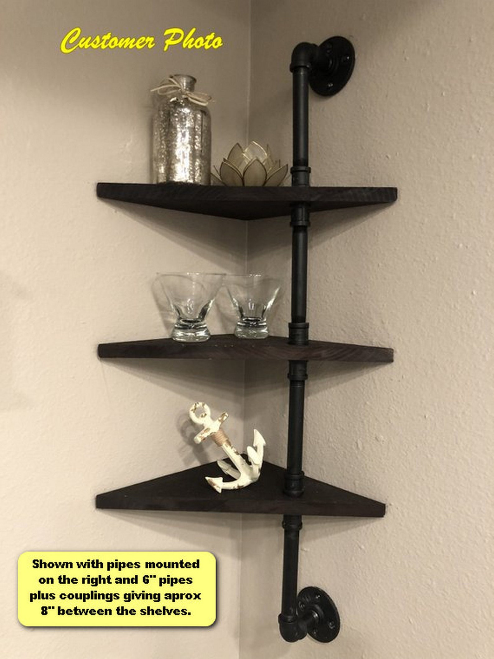 Industrial style corner shelf corner pipe shelf corner pipe | Etsy