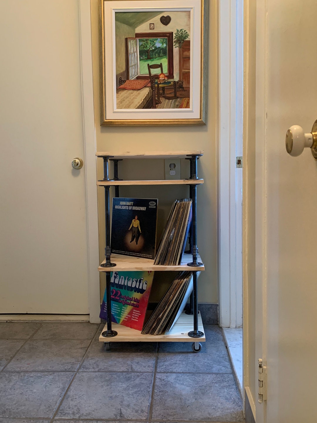 Industrial Record Player Stand Rustic Vinyl Storage Retro Record Player ...