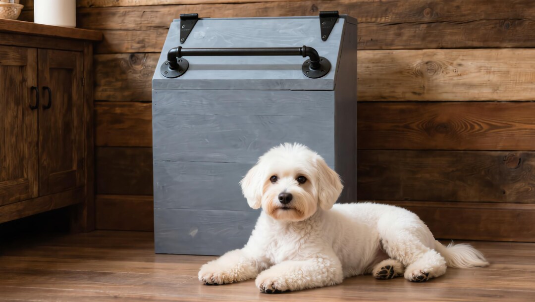 HUGE 24" Wide Wood Dog Food Storage Bin Holds Over 40lbs of Kibble - Etsy